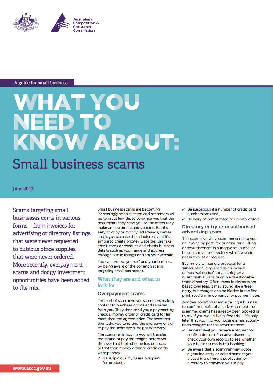 Small Business Scams fact sheet - TSBI